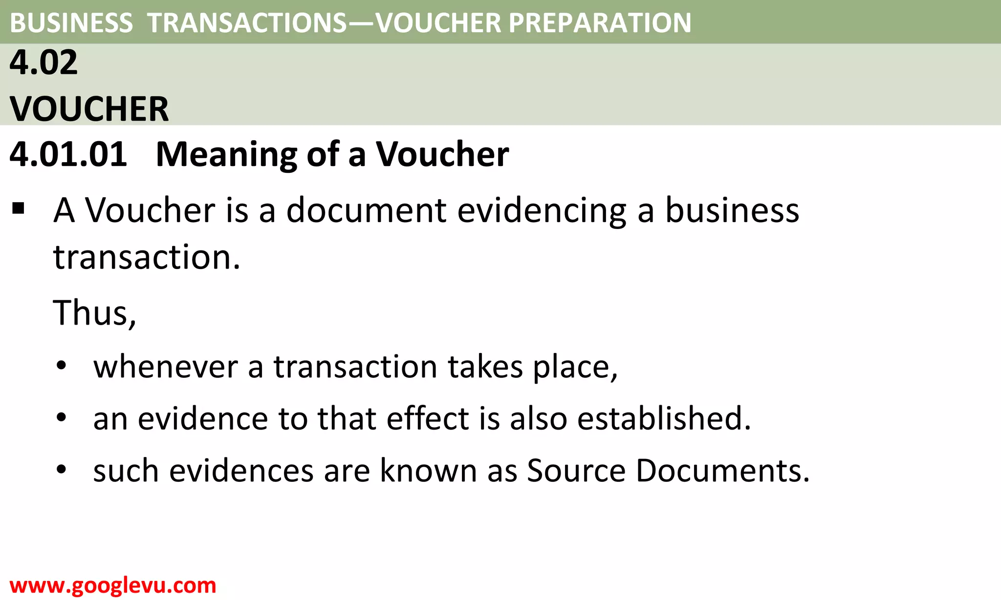 Business Transactions - Voucher Prepration | PDF