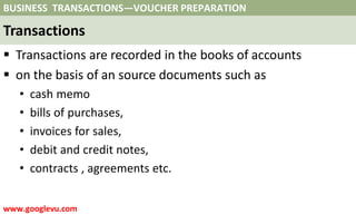Business Transactions - Voucher Prepration | PDF