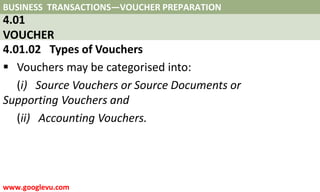 Business Transactions - Voucher Prepration | PDF