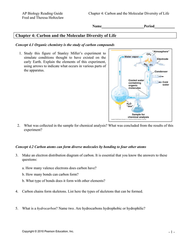 Chapter 4 carbon and the molecular diversity of life | PDF