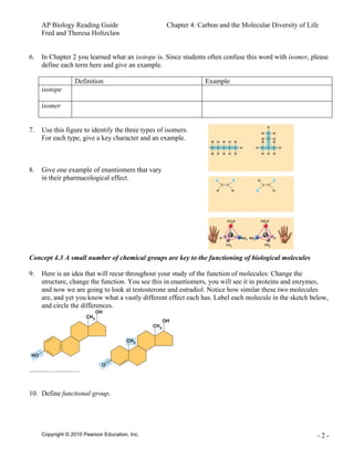 Chapter 4 carbon and the molecular diversity of life | PDF