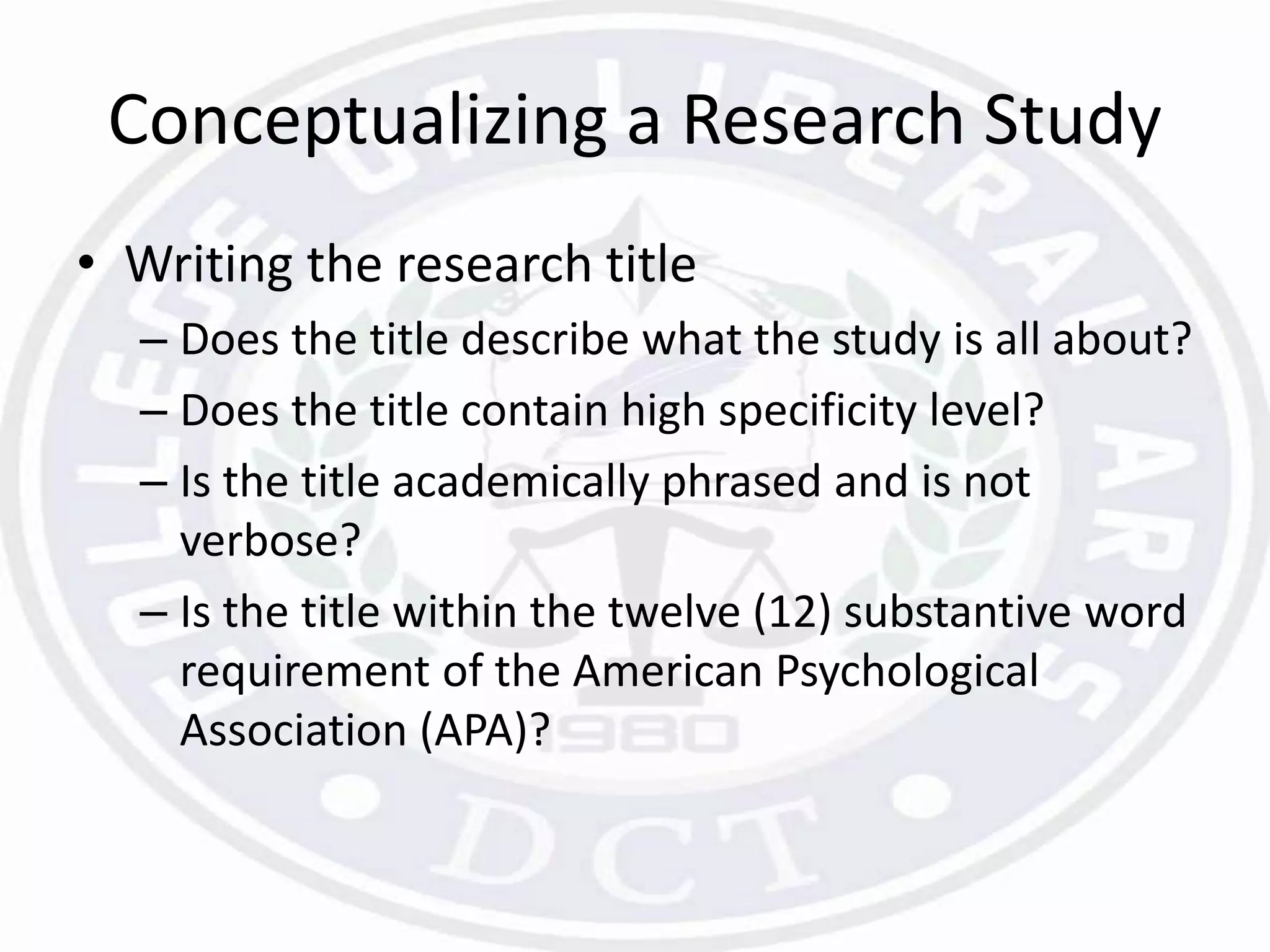 Chapter 4, Conceptualizing A Research Study | PPTX
