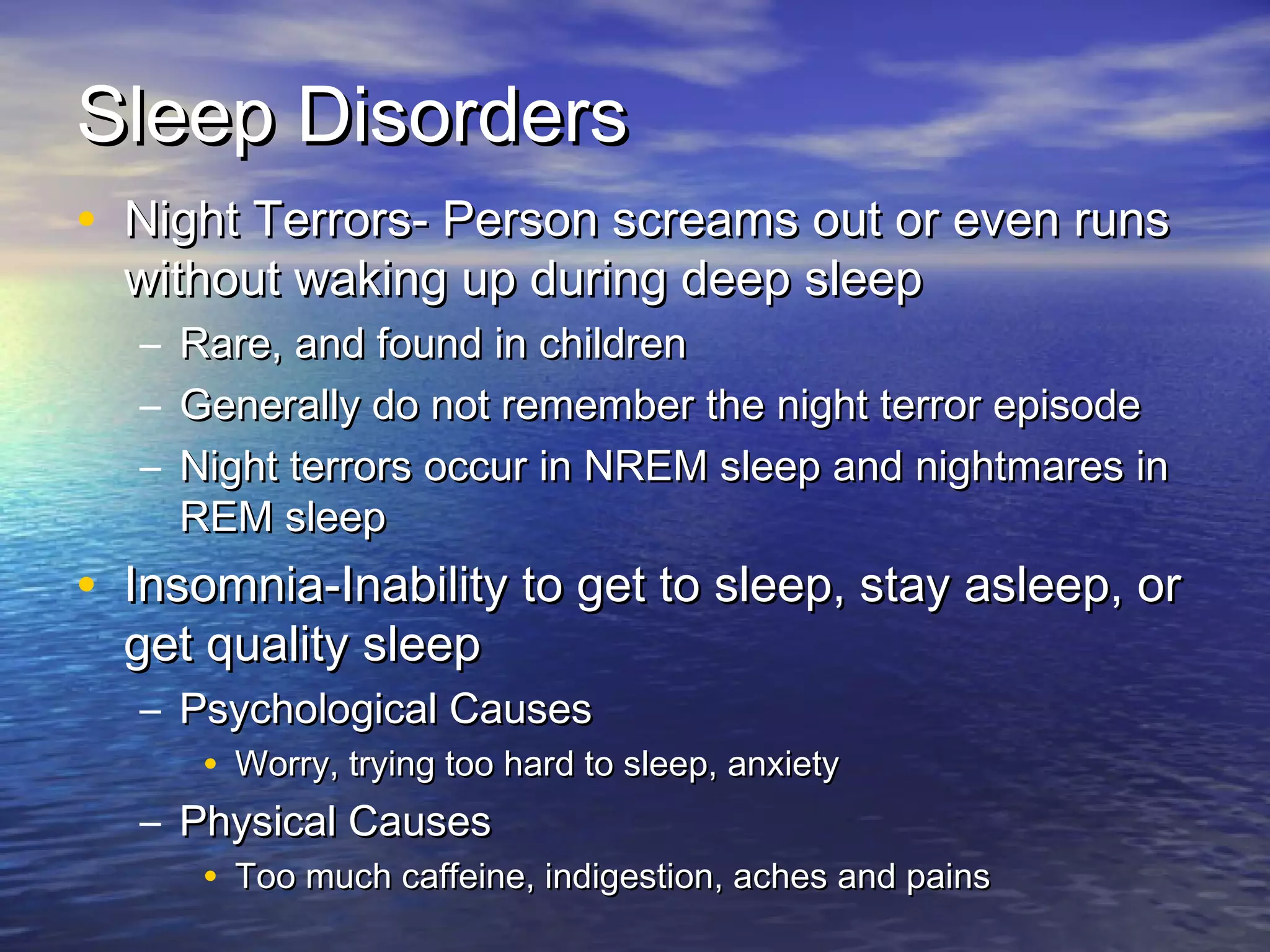 Chapter 4 consciousness, sleep, dreams, hynosis & drugs notes | PPT