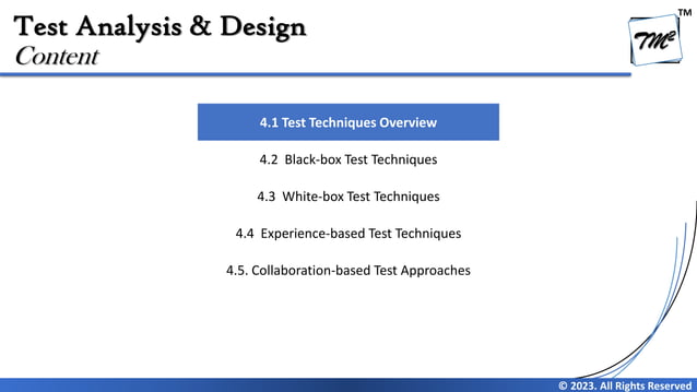 Chapter 4 - Test Analysis & Design Techniques V4.0 | PDF