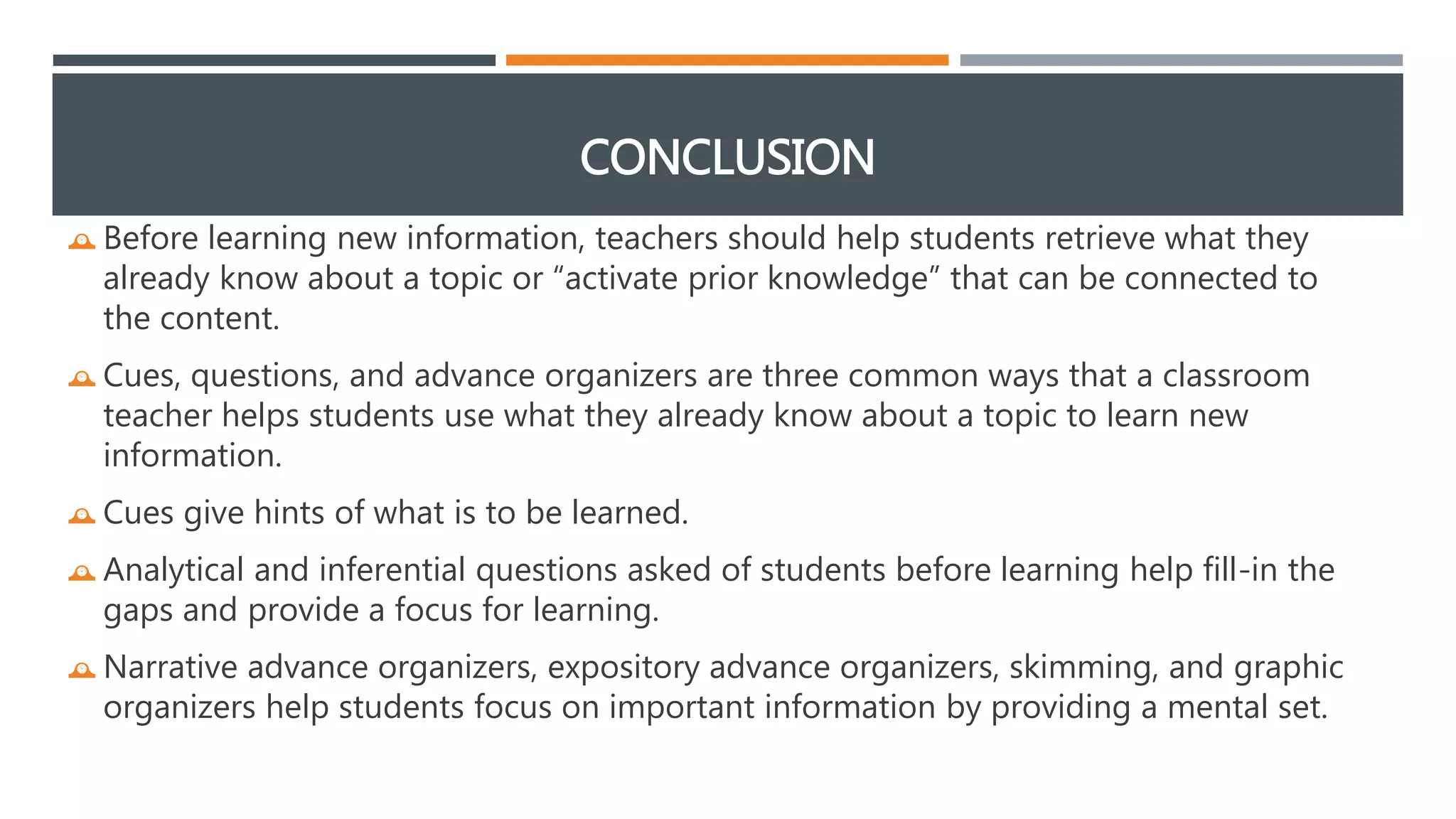 Chapter 4 – cues, questions and advance | PPTX