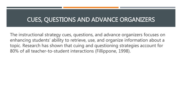 Chapter 4 – cues, questions and advance | PPTX