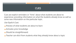 Chapter 4 – cues, questions and advance | PPTX