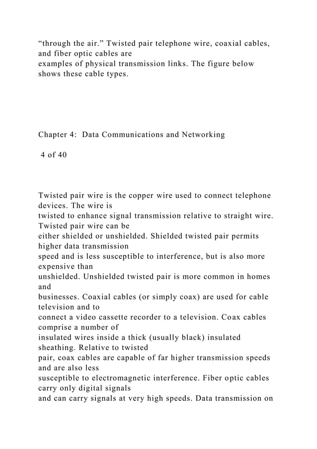 Chapter 4 Data Communications and Networking 1 of 40 .docx