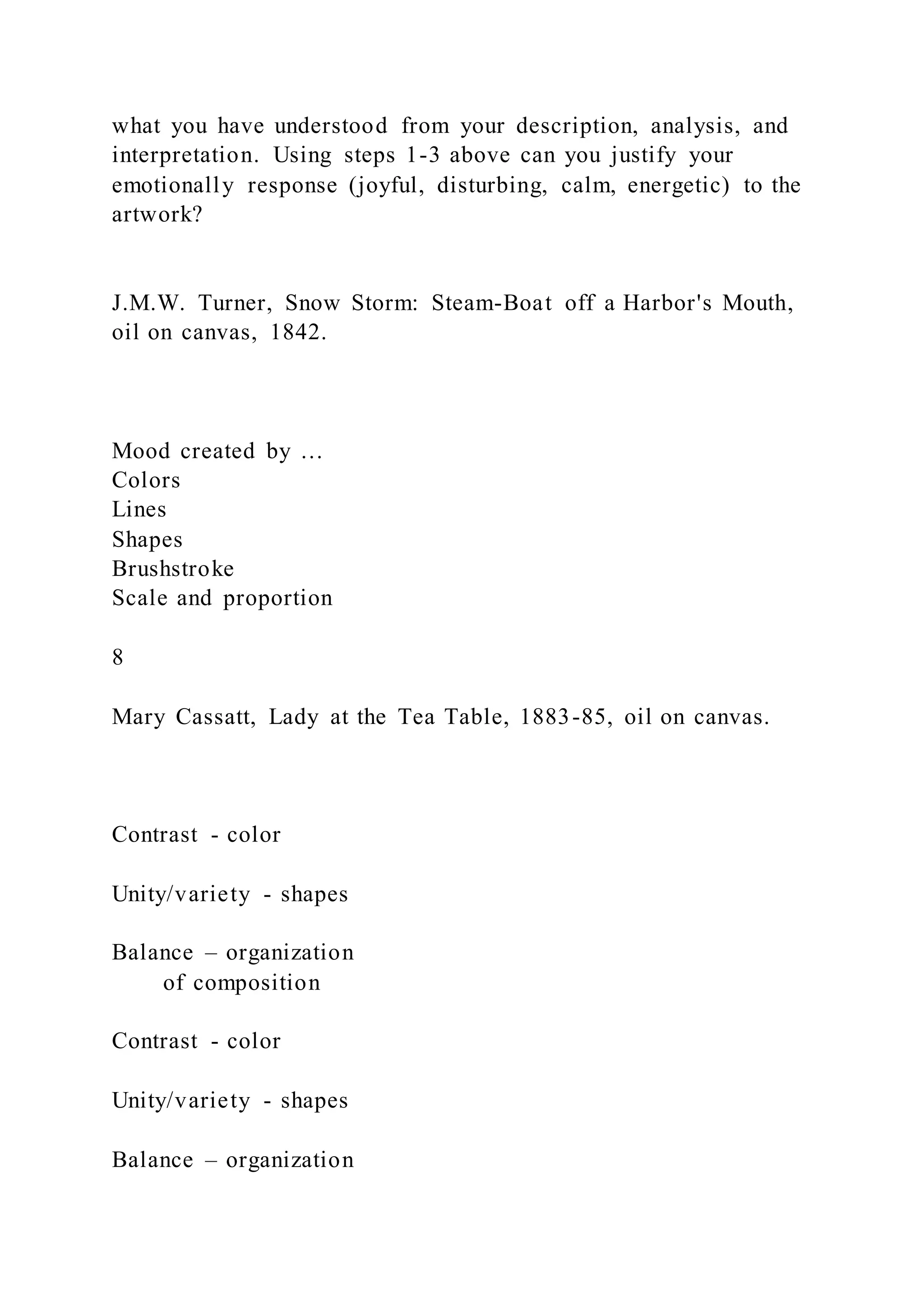 Chapter 4 Describing ArtFormal Analysis, Types, and Styles of | DOCX ...