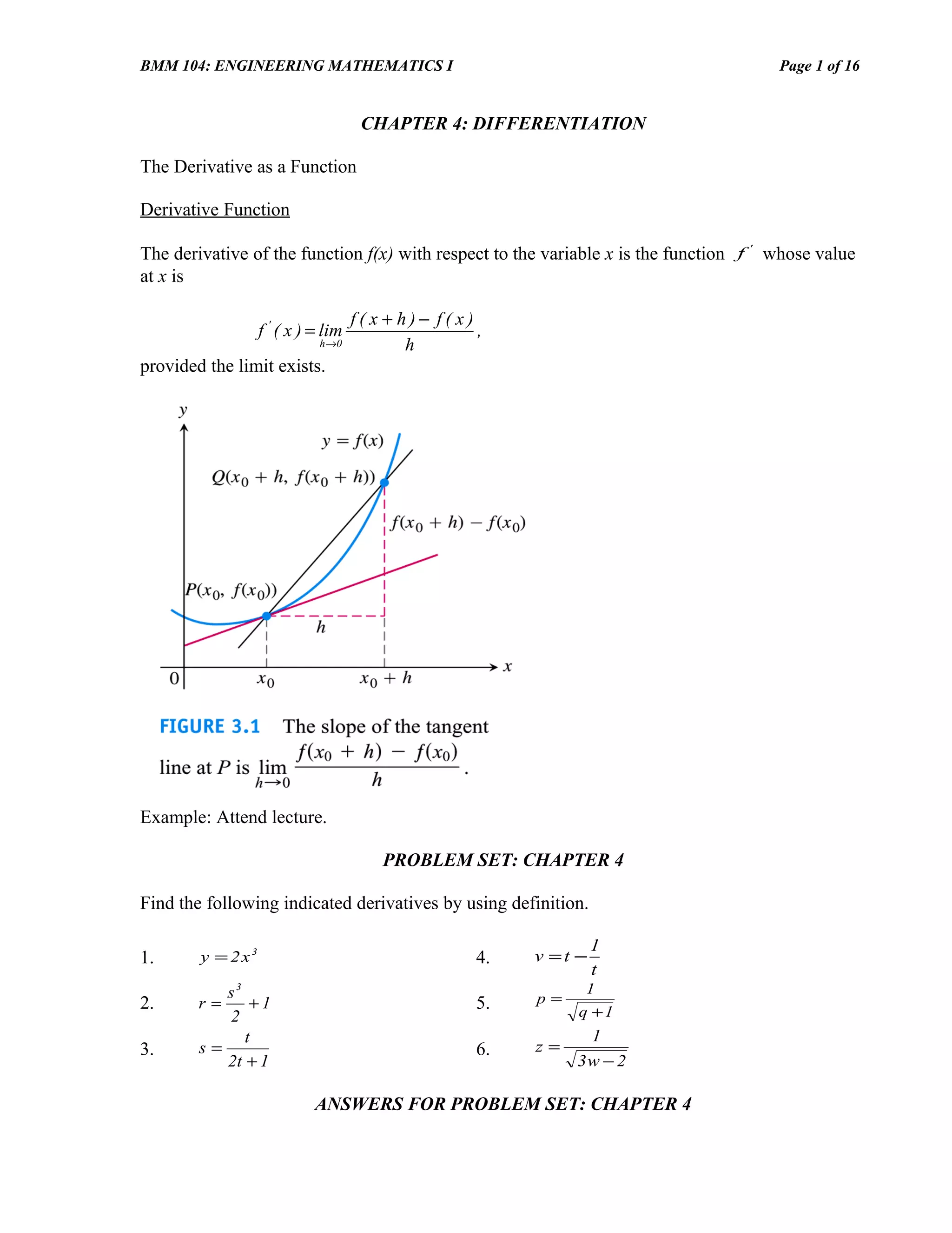 Chapter 4(differentiation) | PDF