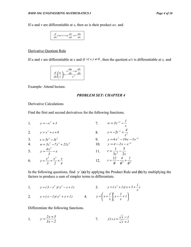 Chapter 4(differentiation) | PDF