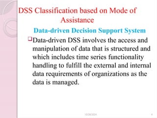 Chapter 4 Types of Decision support system | PPTX