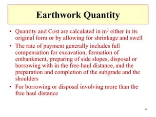 Chapter 4 earth work and quantities new | PPT