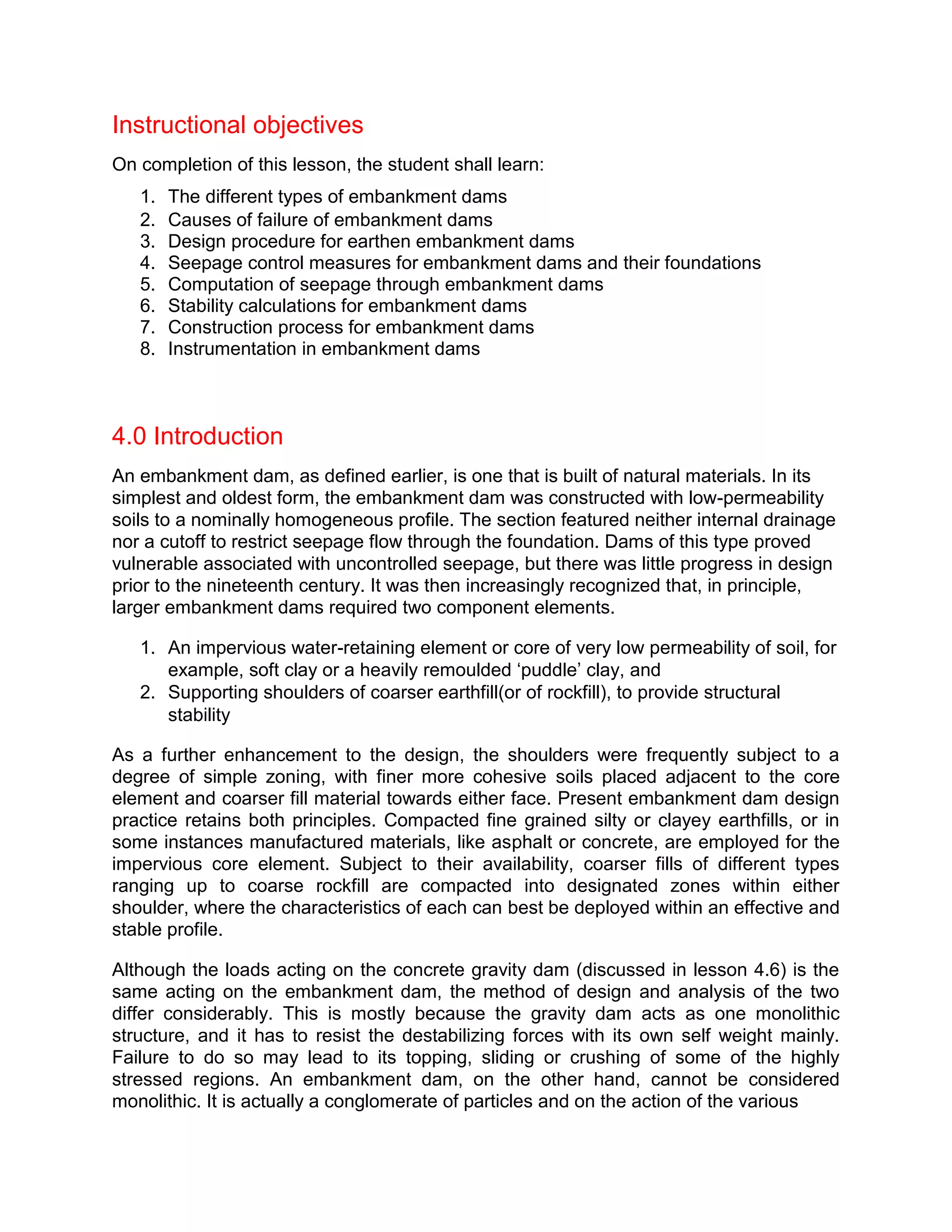 Chapter 4 embankment dams | PDF