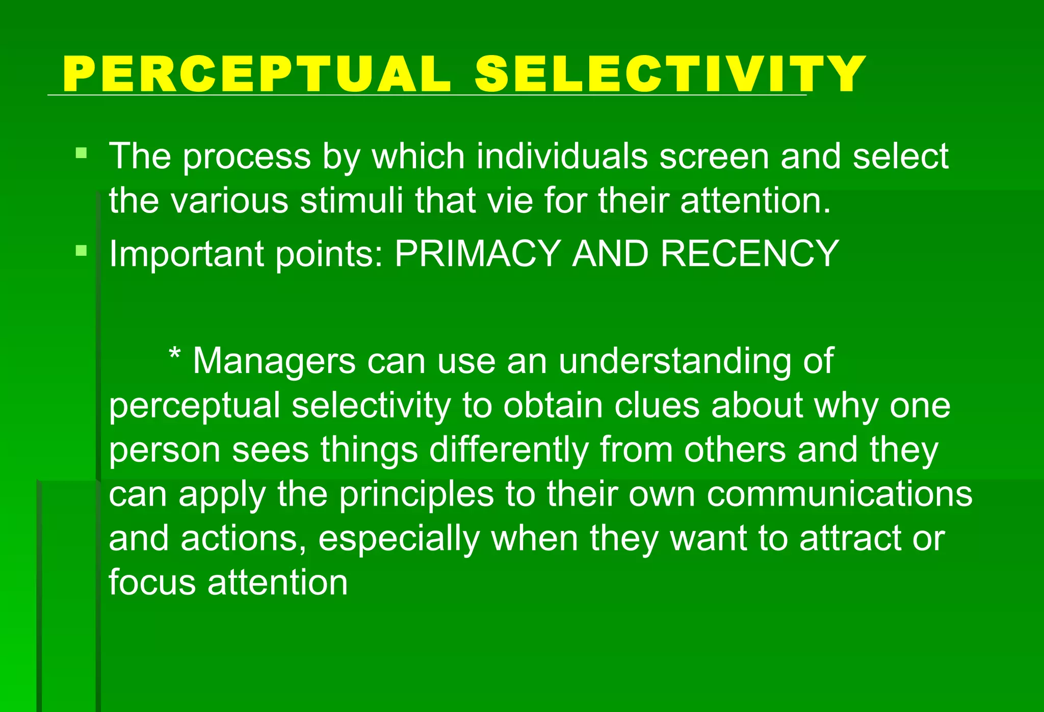 HBO Handout Chapter 4 (Perception, Attribution and Emotions) | PPT