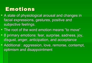 HBO Handout Chapter 4 (Perception, Attribution and Emotions) | PPT