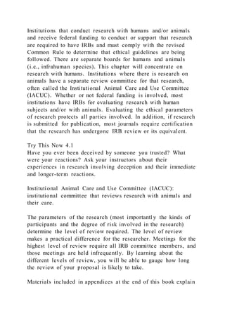 CHAPTER 4 ETHICS AND THE INSTITUTIONAL REVIEW BOARD (IRB) PROCESS | DOCX