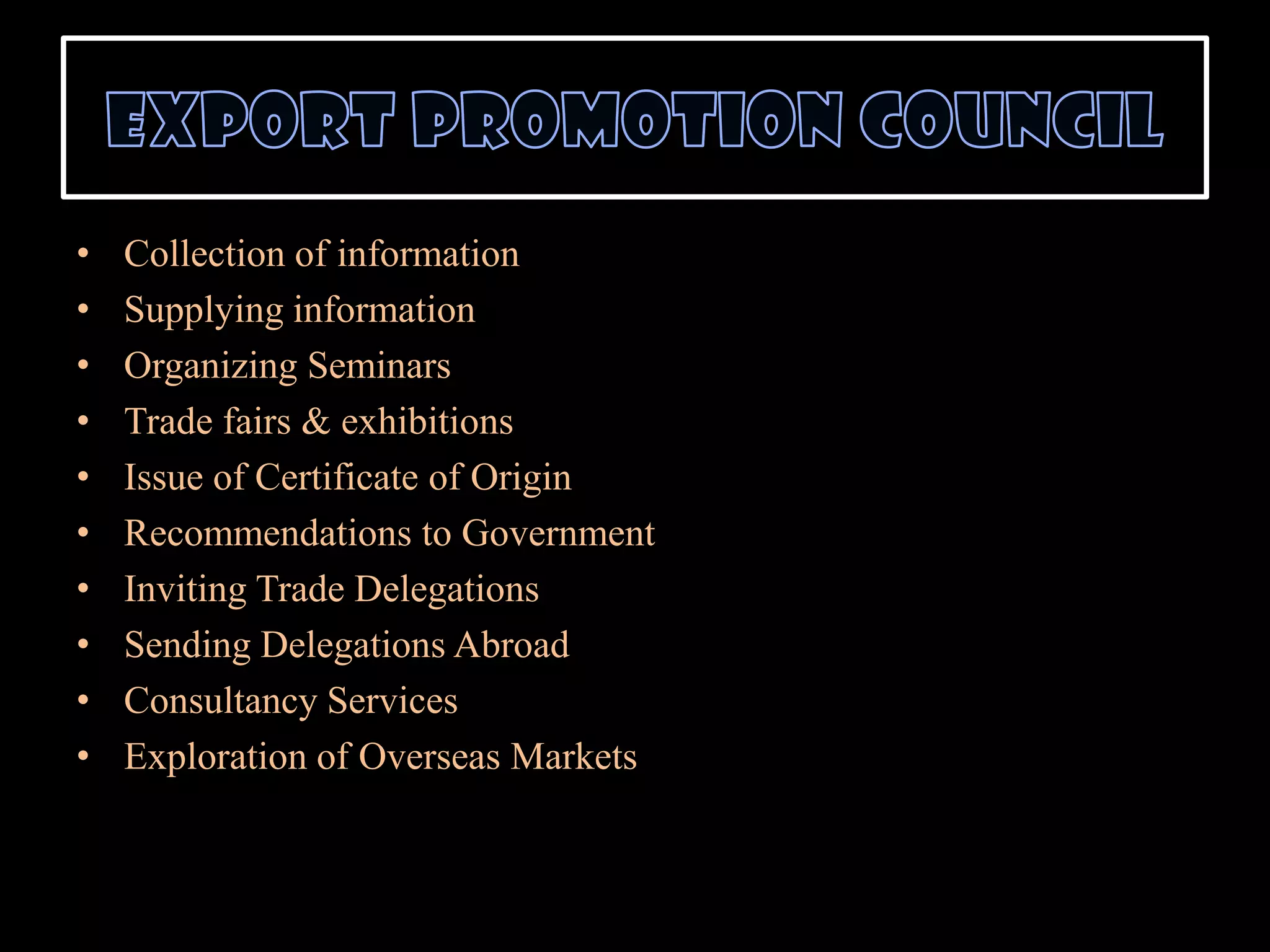 Chapter 4 export promotion organizations | PPTX