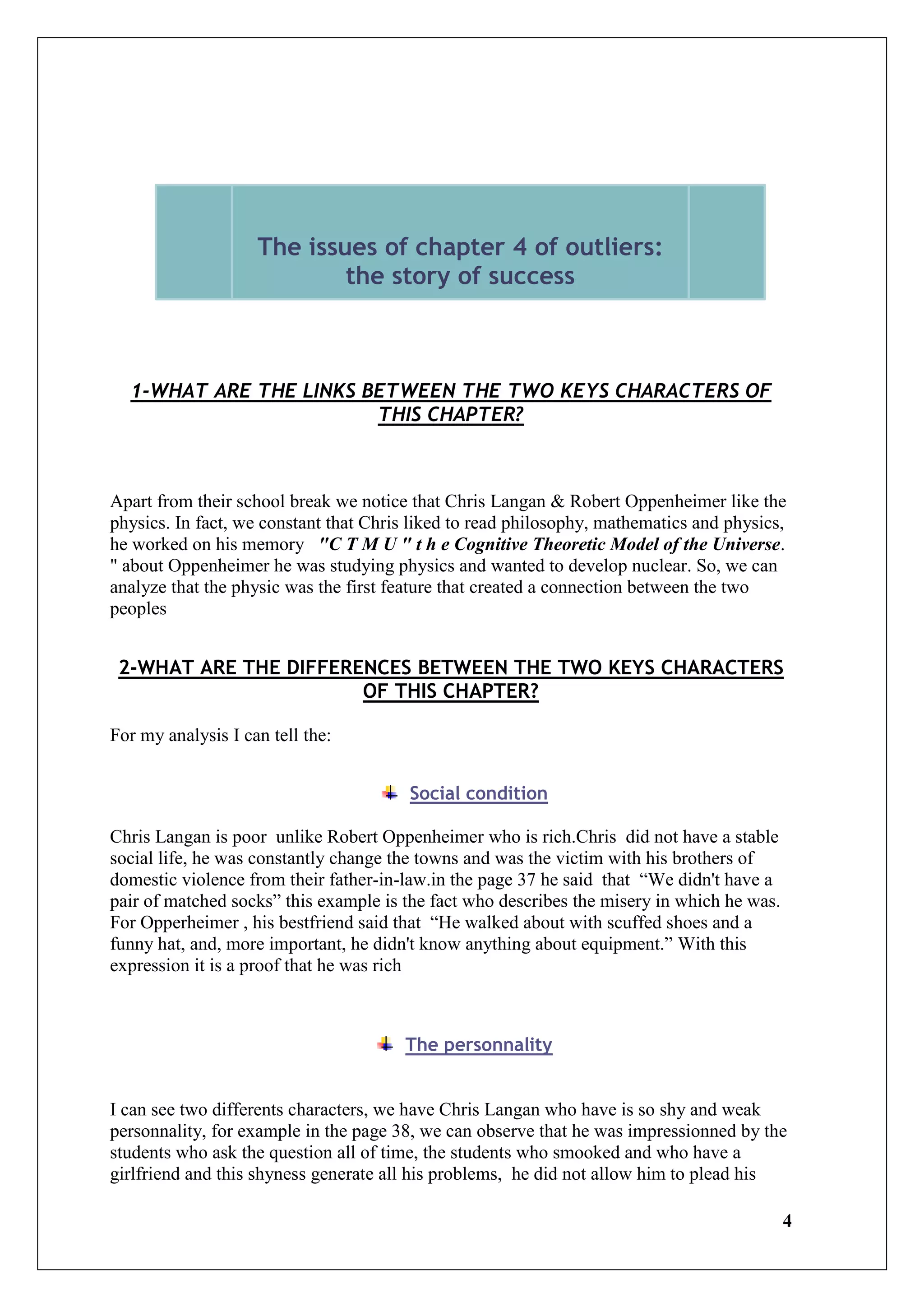 Chapter 4 from outliers: Story of success | PDF