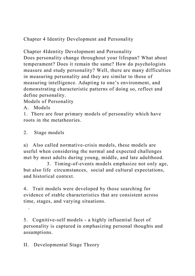 Chapter 4 Identity Development and PersonalityChapter 4Identit.docx