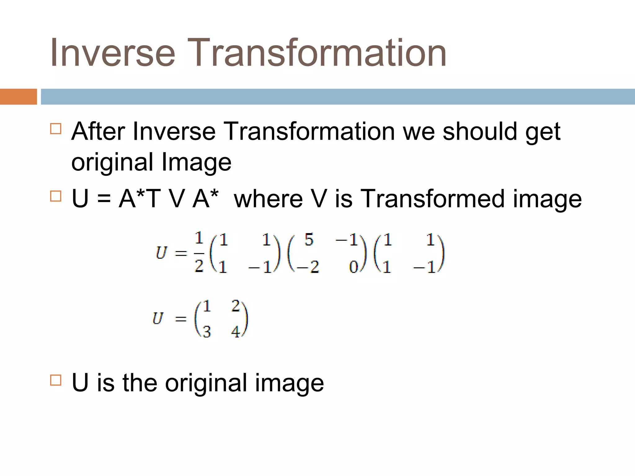 Chapter 4 Image Processing: Image Transformation | PPT