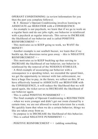 Chapter 4 – LearningCLASSICAL CONDITIONING For each of the fo.docx