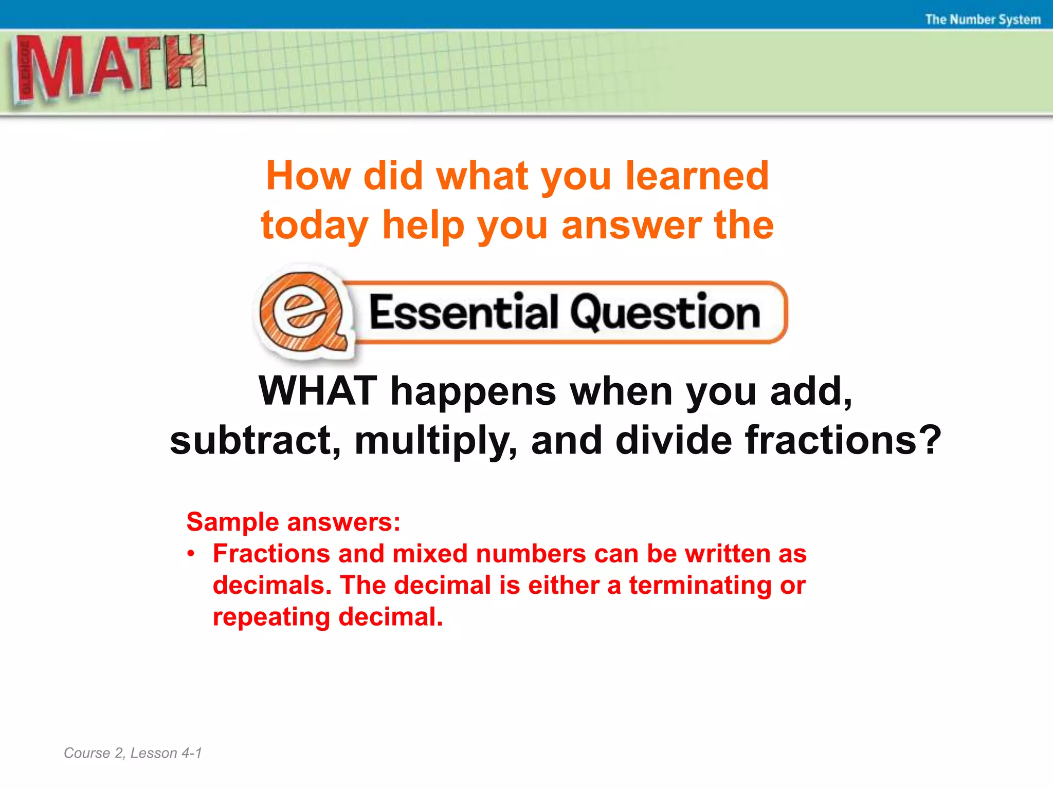 (7) Lesson 4.1 - Terminating and Repeating Decimals | PPTX