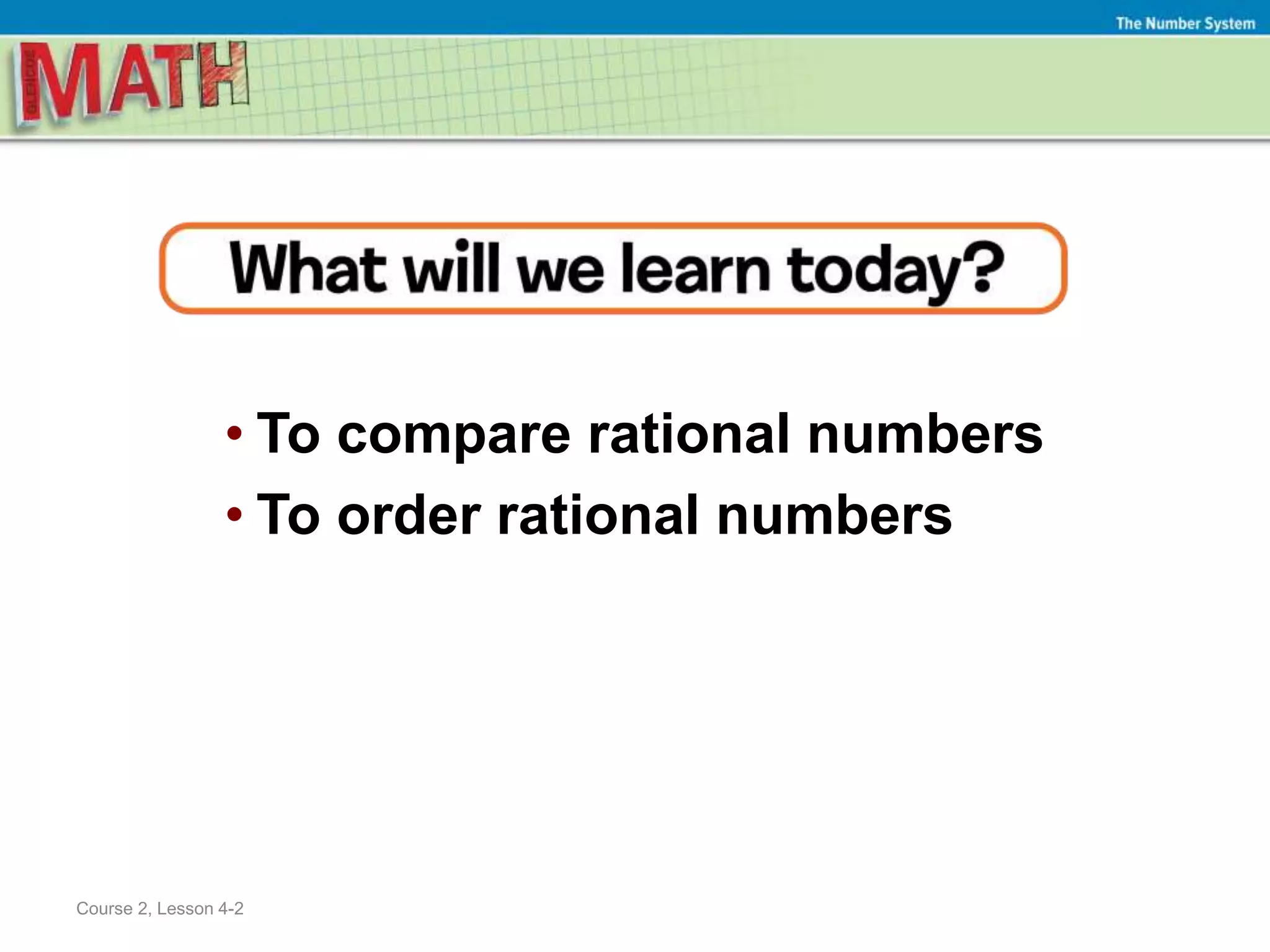 (7) Lesson 4.2 - Compare and order Rational Numbers | PPTX