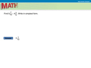 (7) Lesson 4.5 - Add and Subtract Mixed Numbers | PPTX