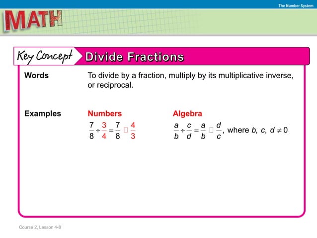 (7) Lesson 4.8 - Divide Fractions | PPT