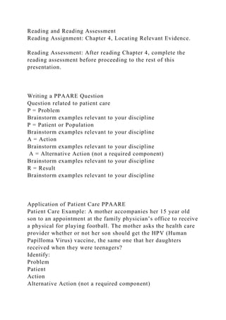 Chapter 4Locating Relevant Evidence Learning OutcomesA.docx