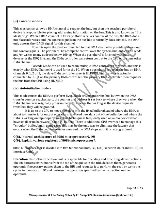 Microprocessor & Interfacing (Part-2) By Er. Swapnil V. Kaware | PDF