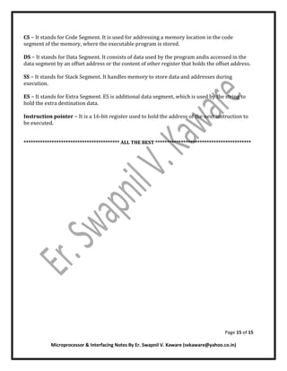 Microprocessor & Interfacing (Part-2) By Er. Swapnil V. Kaware | PDF