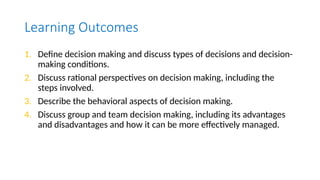 Chapter 4 Managing Decision Making (3).pptx | Job Market | Economy