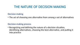 Chapter 4 Managing Decision Making (3).pptx | Job Market | Economy