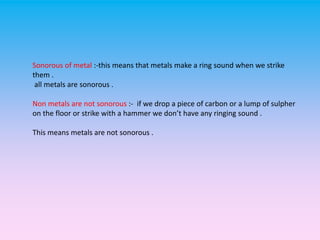 Chapter 4 materials metals and non metals.pptx | Chemistry | Science