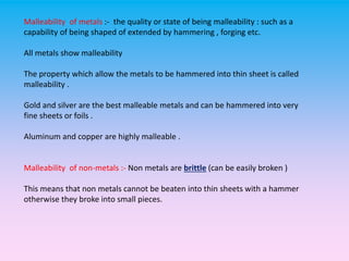 Chapter 4 materials metals and non metals.pptx | Chemistry | Science