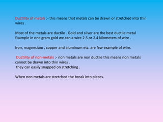 Chapter 4 materials metals and non metals.pptx | Chemistry | Science