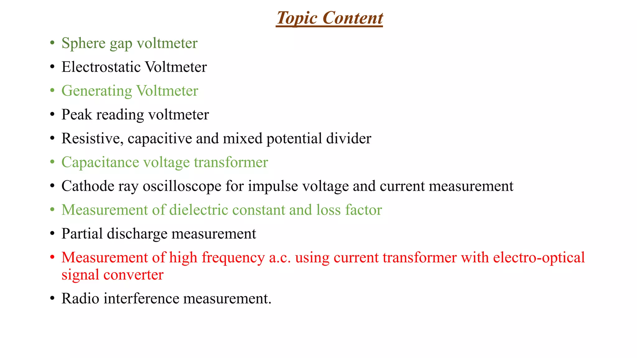 measurement of high voltage and high currents | PPTX