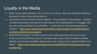 Chapter 4: Loyalty - Media Ethics | PPTX