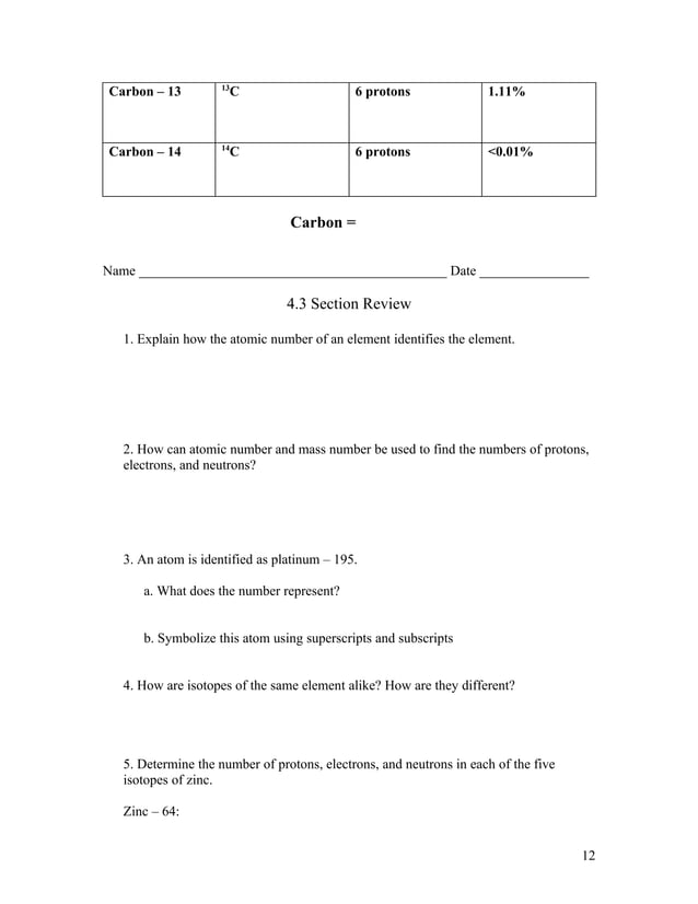 Chemistry - Chp 4 - Atomic Structure - Notes | DOC | Chemistry | Science