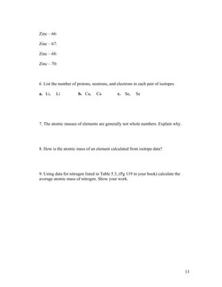Chemistry - Chp 4 - Atomic Structure - Notes | DOC