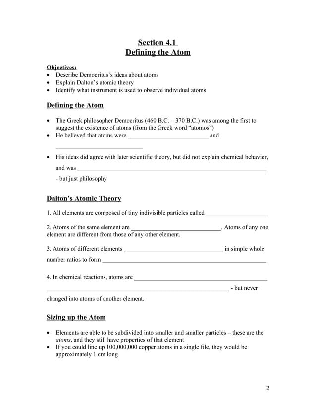 Chemistry - Chp 4 - Atomic Structure - Notes | DOC | Chemistry | Science