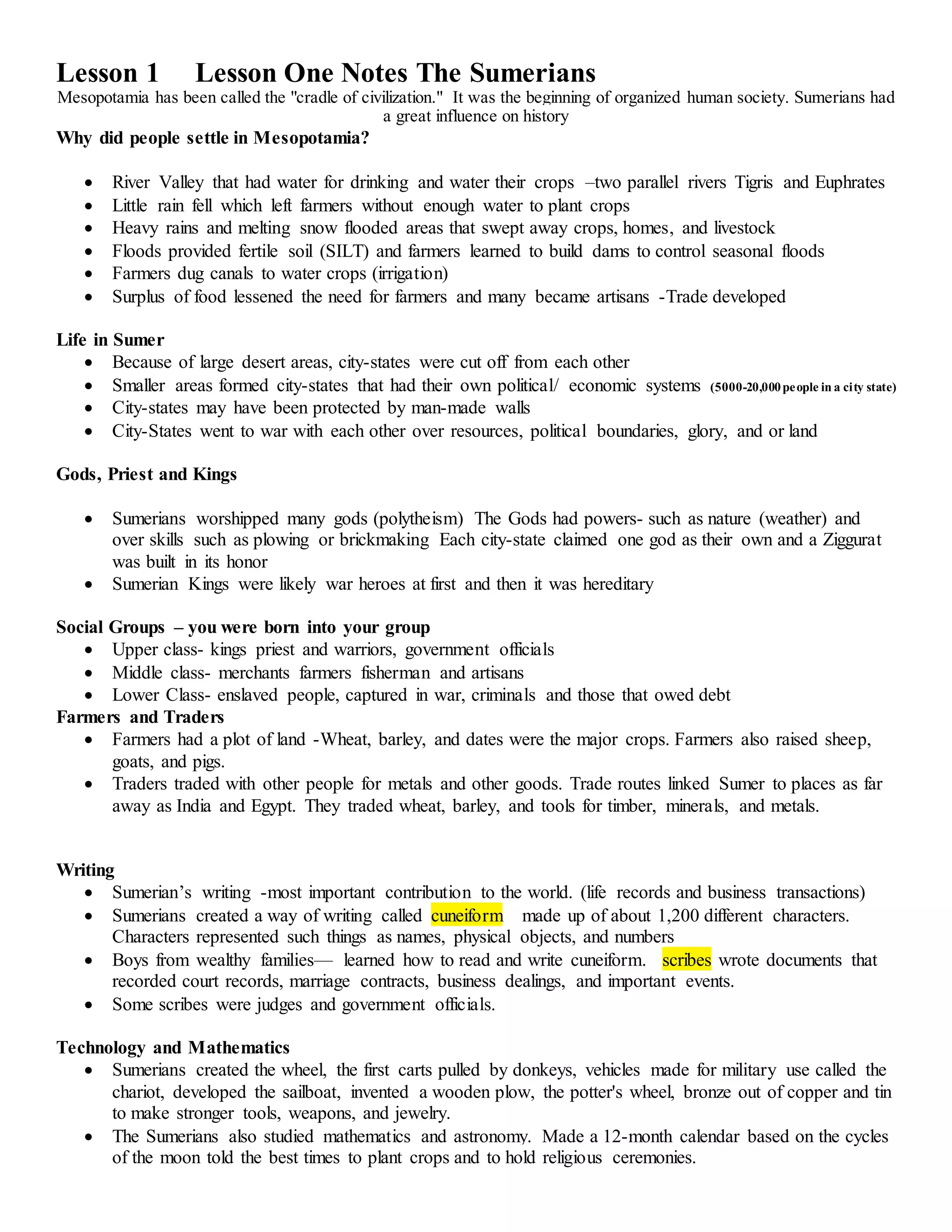 Chapter 4 notes section 1 | DOCX
