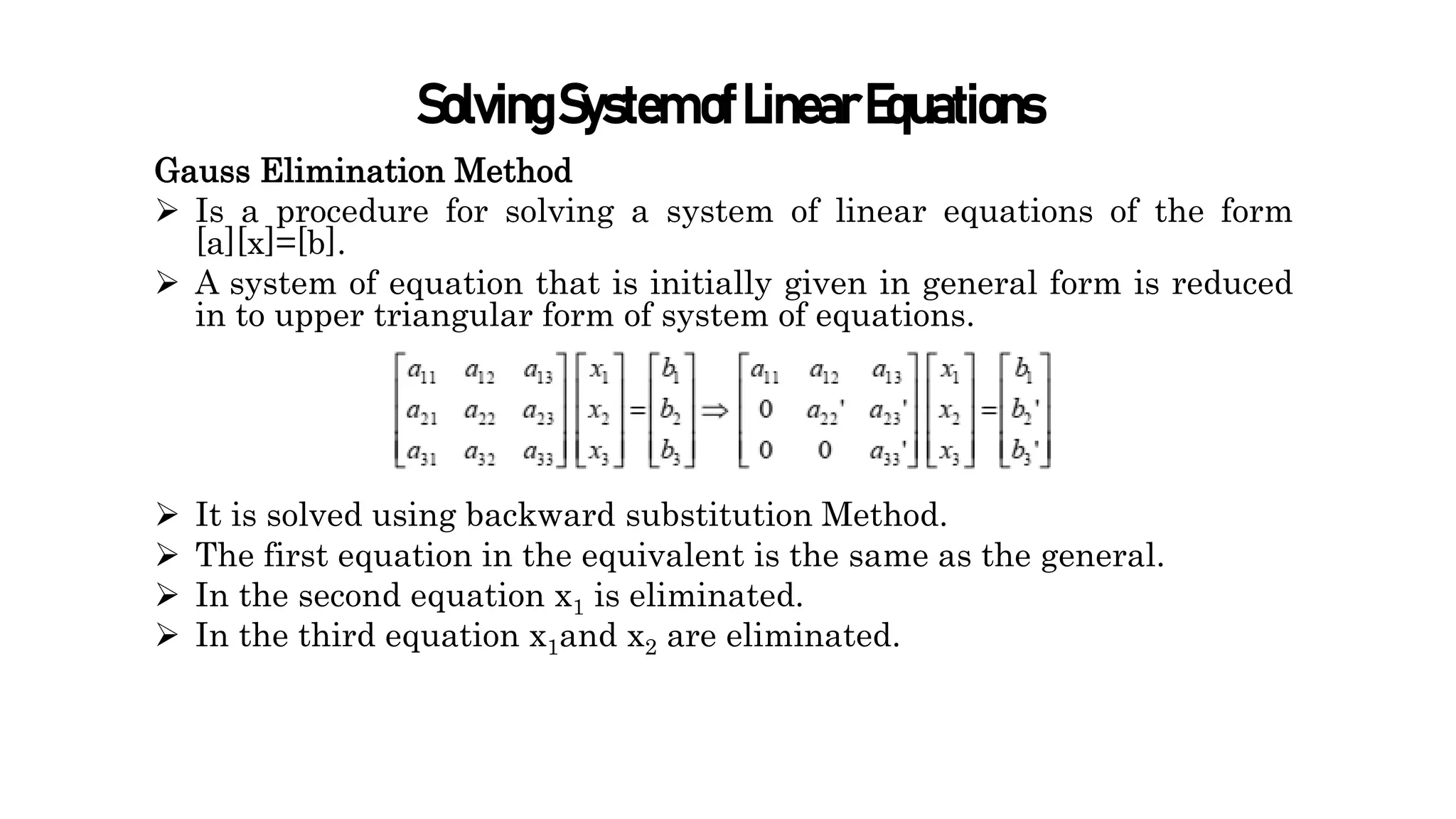 Computational Method for Engineers: Solving a system of Linear ...