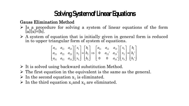 Computational Method for Engineers: Solving a system of Linear ...