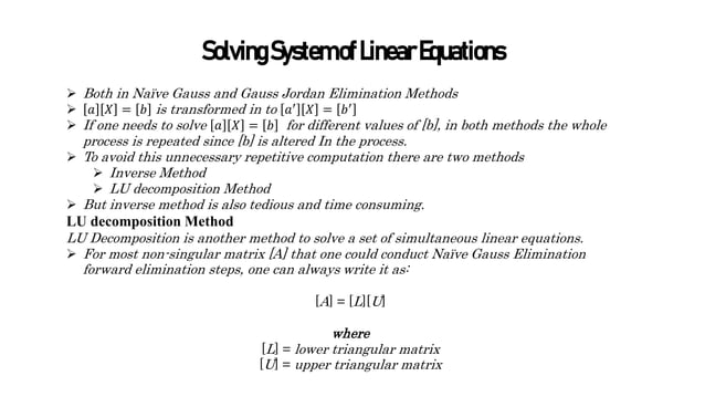 Computational Method for Engineers: Solving a system of Linear ...