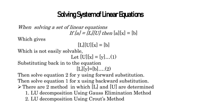 Computational Method for Engineers: Solving a system of Linear ...