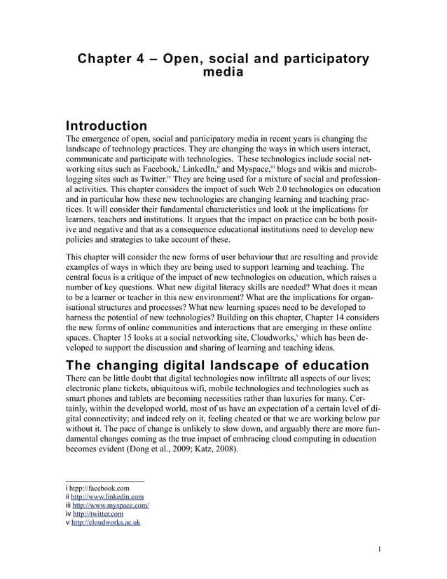 Chapter 4 open, social and participatory media | DOC