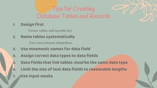 Chapter 4 organizing & manipulating the data in database | PPT